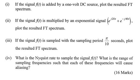 Solved Find The Fourier Series Representation Of The