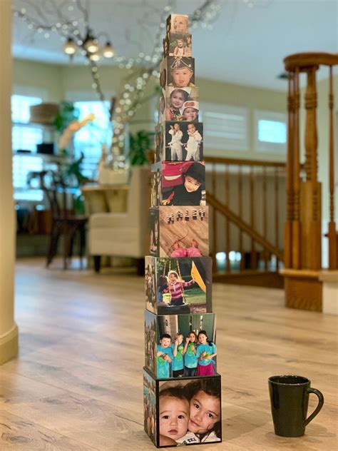 Wooden Photo Stackable Cubes Set Of 10 Cubes Memorable Gift Etsy