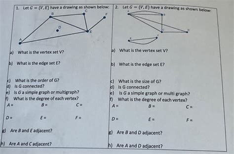 Solved 1 Let G Ve Have A Drawing As Shown Below 2 Let