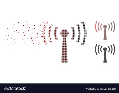 Disappearing Pixel Halftone Wi Fi Station Icon Vector Image