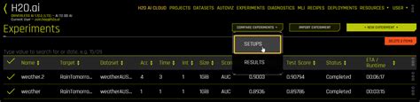 Experiment Setup Comparison — Using Driverless Ai 210 Documentation
