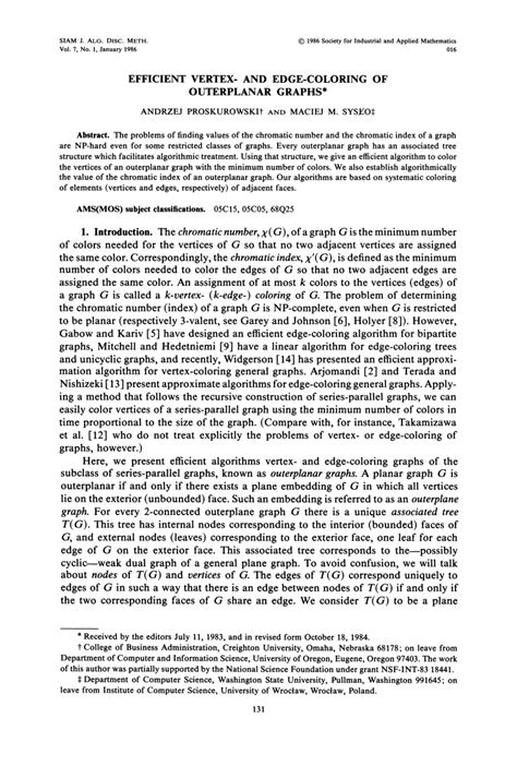 Pdf Efficient Vertex And Edge Coloring Of Outerplanar Graphs
