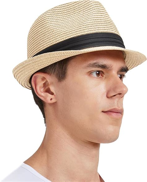 Mens Summer Straw Hats Ventura Hat Upf 50 Fedora Sun Hat Sunday
