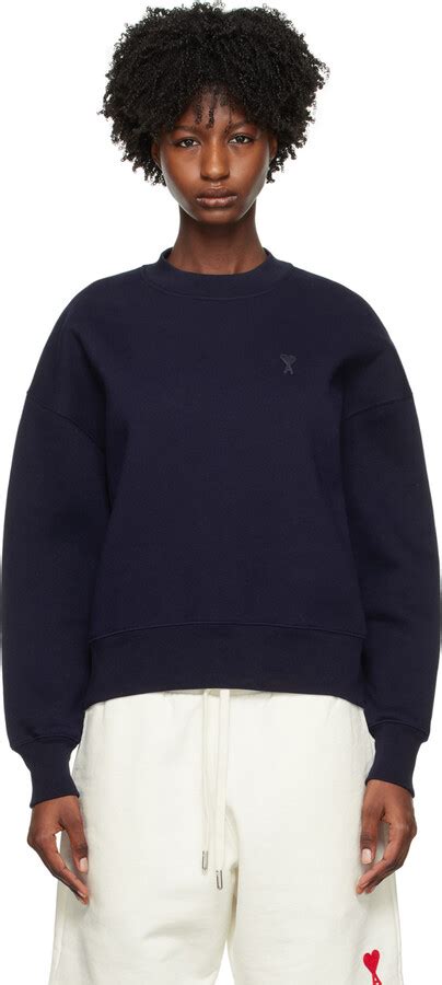 Ami Paris Navy Ami De Cœur Sweatshirt Shopstyle