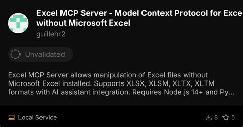 Excel Mcp Server 适用于无需 Microsoft E · Lobehub