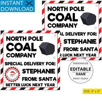 Coal Tags Lump Of Coal Christmas Gift Tags Christmas Coal Editable