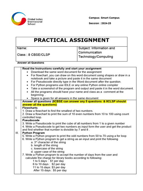 Class 8 Practical Assignment Pdf String Computer Science