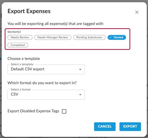 How Can I Export My Expense Data CSV And PDF SVB T E