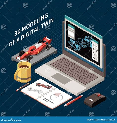 Digital Twin Composition Stock Vector Illustration Of Simulation 251915627