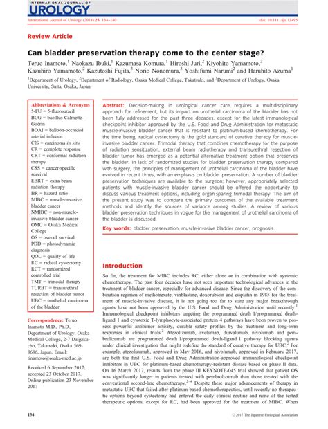 Pdf Can Bladder Preservation Therapy Come To The Center Stage