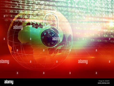 Digital Earth Globe Background With Binary Code And Padlock D Illustration Stock Photo Alamy
