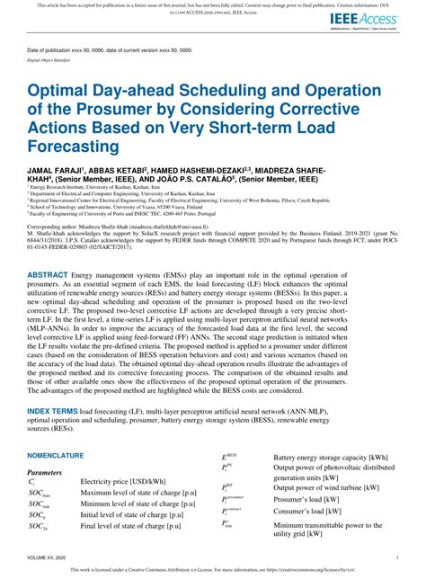 pdf optimal day ahead scheduling and operation of the prosumer by