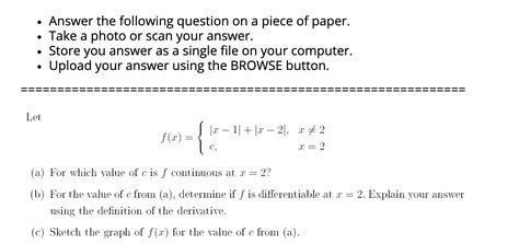 Solved Answer The Following Question On A Piece Of Paper Chegg