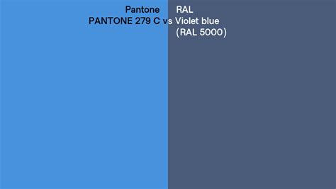Pantone 279 C Vs Ral Violet Blue Ral 5000 Side By Side Comparison