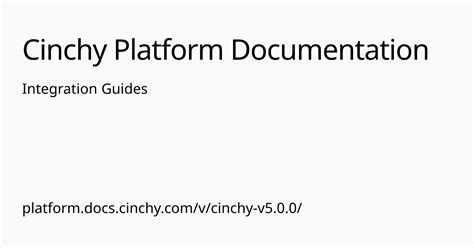 Integration Guides Cinchy Platform Documentation