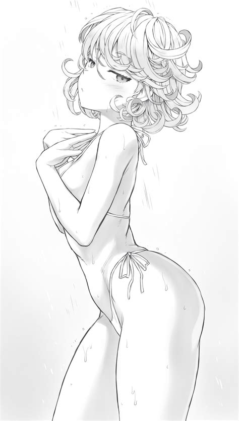 Rule 34 1girls Bikini Black And White Blush Breasts Curly Hair Mogudan Monochrome One Punch