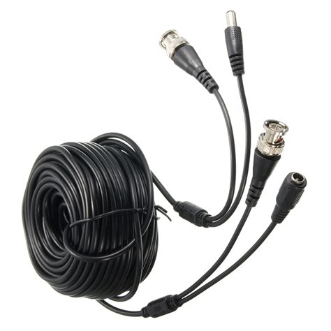 65ft 20m Security Camera Cable Video Power Extension Wire Cctv Dvr Bnc Rca Cord