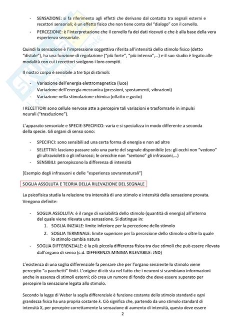 Concetti Appunti Di Psicologia Dei Processi Cognitivi