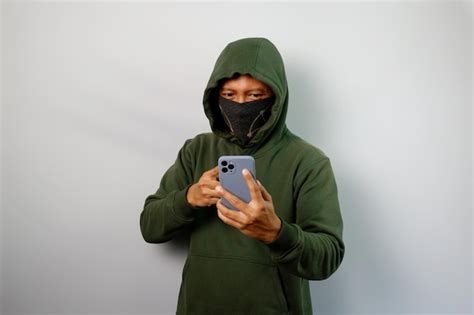 Premium Photo Cyber Attack Hacker Smartphone Digital Mobile Phone In Hacker Man Hand Isolated