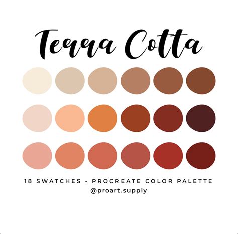 TERRA COTTA PROCREATE Color Palette Hex Codes Red Orange Etsy Portugal