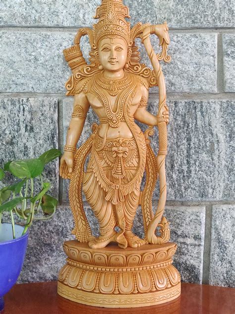 Breeze Handicrafts Wooden Statue Of Lord Shree Rama Statue Of Ayodhya