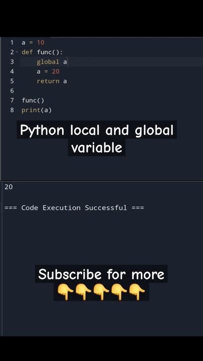 Scope In Python Local And Global Variable In Python Shorts Python