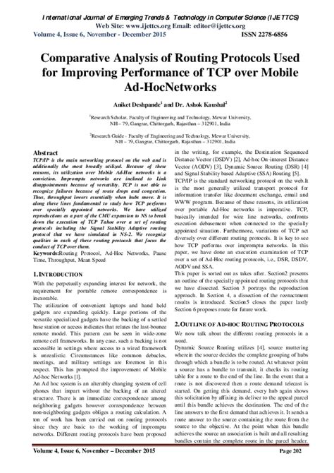 Pdf Routing Protocols For Tcp In Mobile Ad Hoc Networks