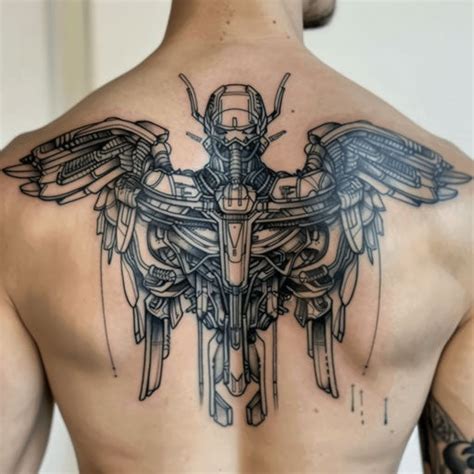 Futuristic Guardian Angel With Sci Fi Elements On White Background