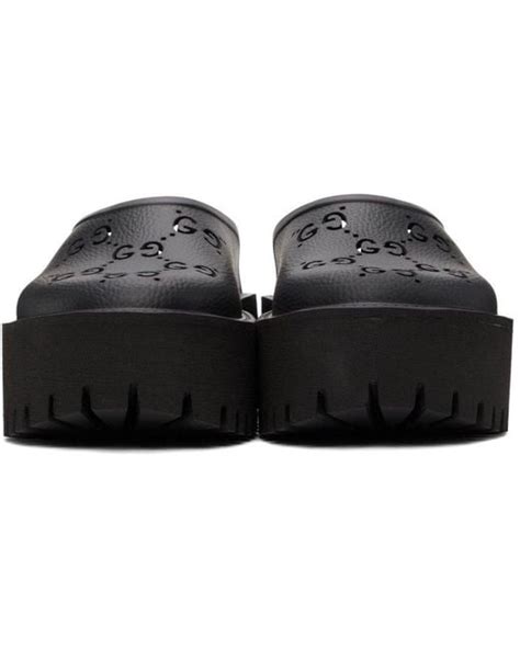Gucci Platform Perforated G Sandal In Black Lyst