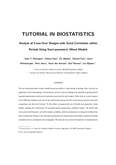 Pdf Analysis Of Cross Over Designs With Serial Correlation Within Periods Using Semi