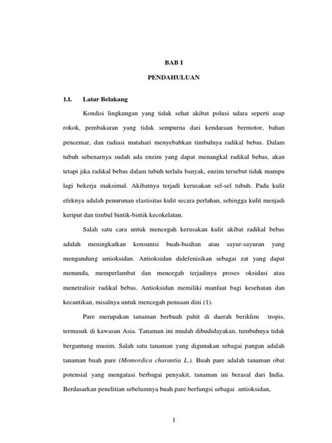 Formulasi Sediaan Masker Gel Ekstrak Etanol Buah Pare Momordica