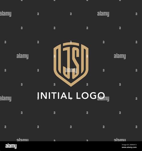 Luxury Js Logo Monogram Shield Shape Monoline Style With Gold Color And Dark Background Vector