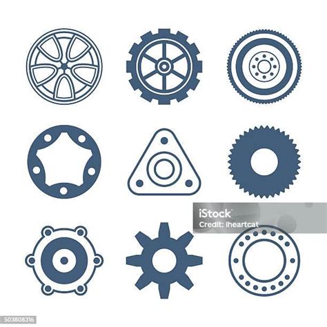 자동 여유 부품 아이콘 세트 고철에 대한 스톡 벡터 아트 및 기타 이미지 고철 교통수단 기어 기계 부분 Istock