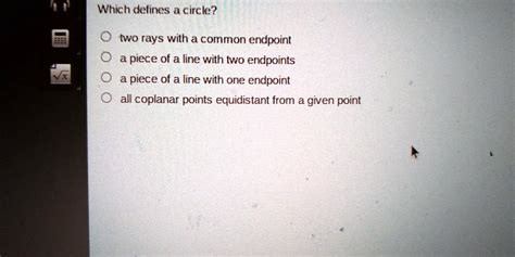 Solved Which Delines A Circle Two Rays With A Common Endpoint Piece
