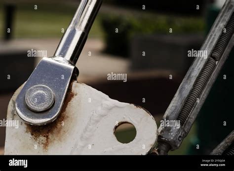 Detail Of Open Swage Socket Wire Rope Pendant Lines Steel Turnbuckle Semi Macro Metallic