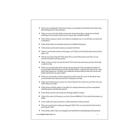 Free Printable Memory Journal Prompts Free Journal Printables