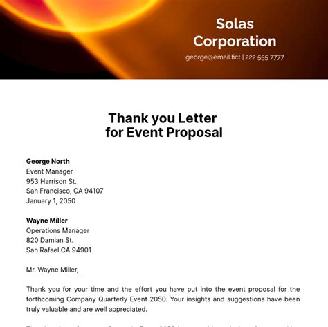 Free Thank You Letter For Event Proposal Template To Edit Online