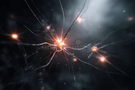 Firing Neuron Cell 3d Neural Structure With Electrical Signals Stock Illustration