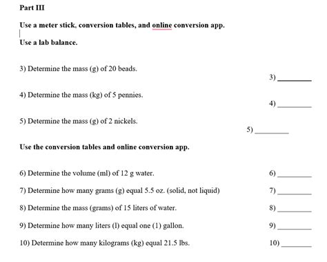 Solved Metric Units Length Massvolumemetric Relationships 1
