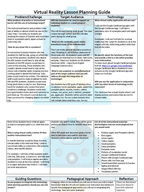 Vr Lesson Pdf Inclusion Education Virtual Reality