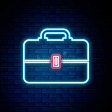 砖墙背景中突显的发光霓虹线工具箱图标 工具框标记 彩色轮廓概念 矢量 向量例证 插画 包括有 查出 等高 206366096
