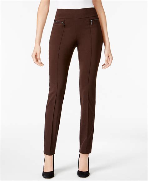 Style And Co Womens Comfort Waist Pull On Skinny Pants Brown L