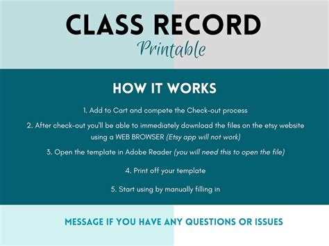 Printable Class Record Class Gradebook Teacher Gradebook Class