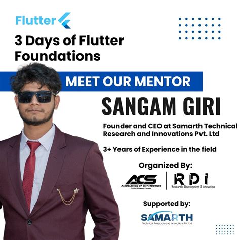 🚀🎉 Join Us In 3 Days Of Flutter Foundations Organized By Acs Pnc 📱🎨