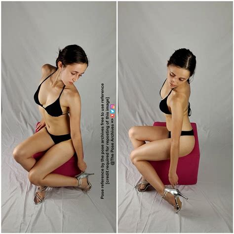 Female Putting On High Heels High Angle Pose By Theposearchives On