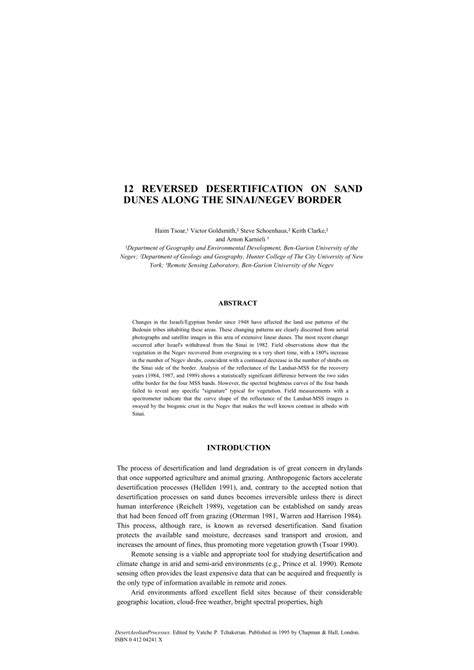 Pdf Reversed Desertification On Sand Dunes Along The Sinainegev Border