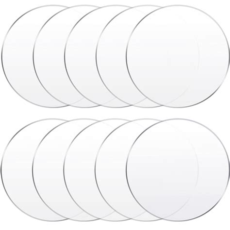 10 Pieces Clear Circle Acrylic Sheet Round Plexiglass Disc Blank Circle