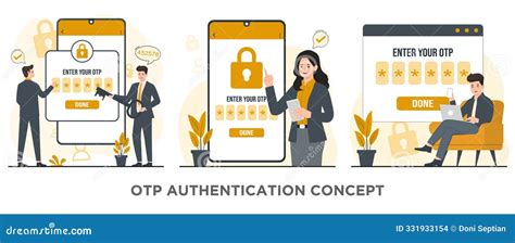Otp Authentication Secure Verification Onetime Password Vector Illustration Stock Vector