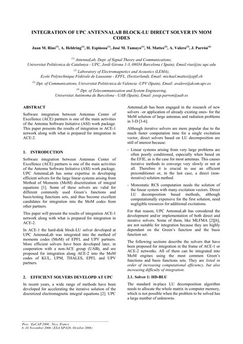 pdf integration of upc antennalab block lu direct solver in mom codes