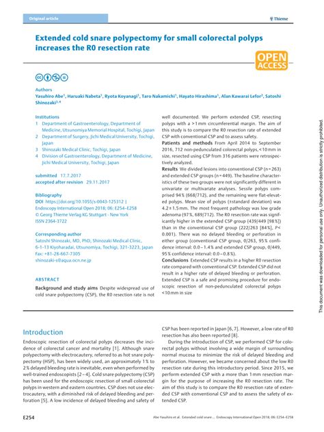 Pdf Extended Cold Snare Polypectomy For Small Colorectal Polyps